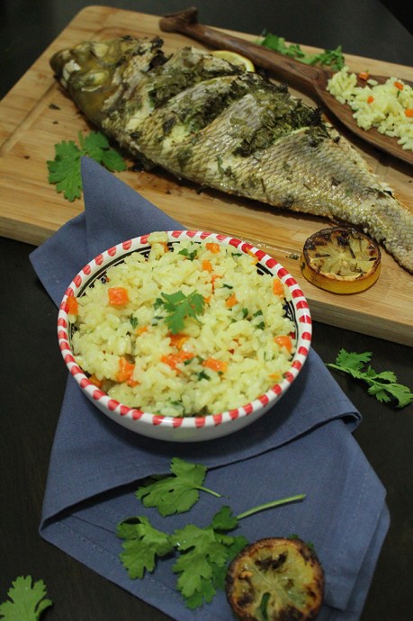 ginger scented rice pilaf with whole roast fish | marmite et ponpon